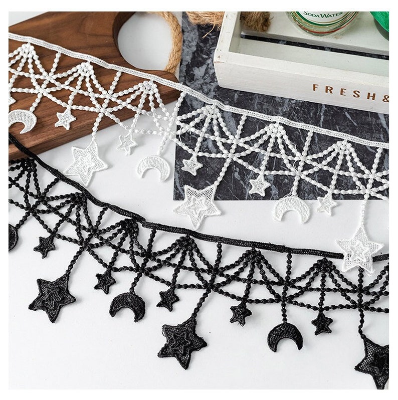 Stars Moons Fringe Venice Lace Trim Star Fringe Ribbon for | Etsy