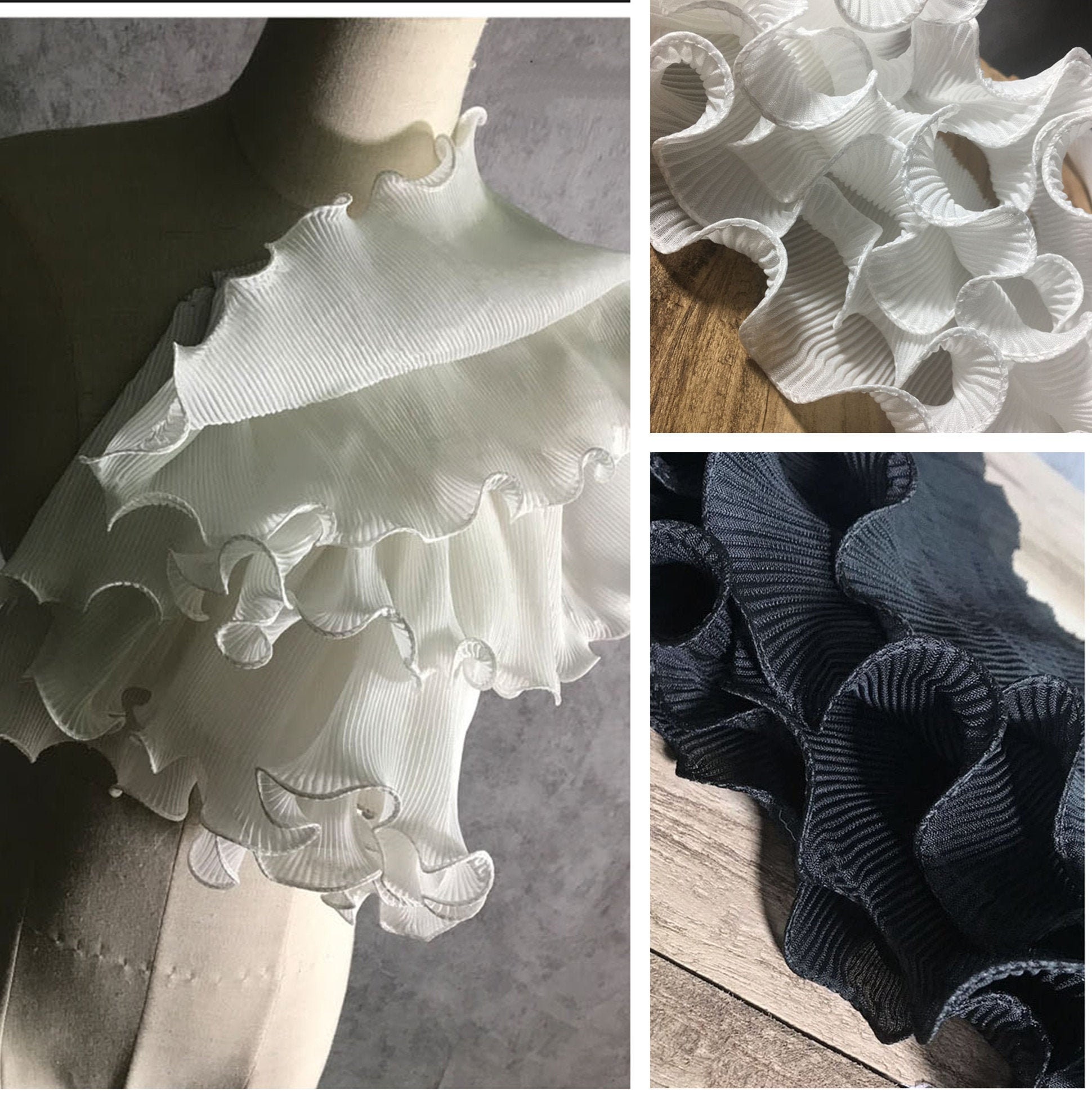Soft Pleated Chiffon Lace Trim, Single Layer Ruffled Trim, Fold Trim ...