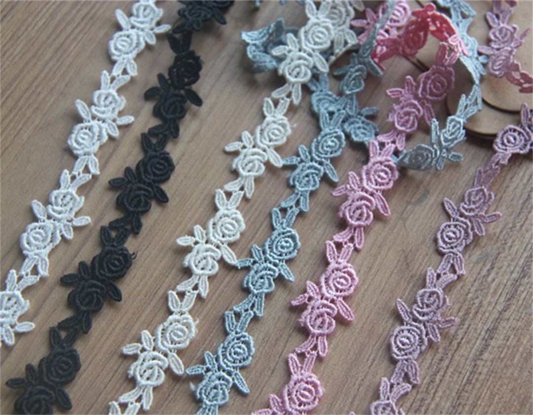Venice Rose Flowers Lace Trim, Vine Patch Tiny Petal Wedding Lace Trim ...