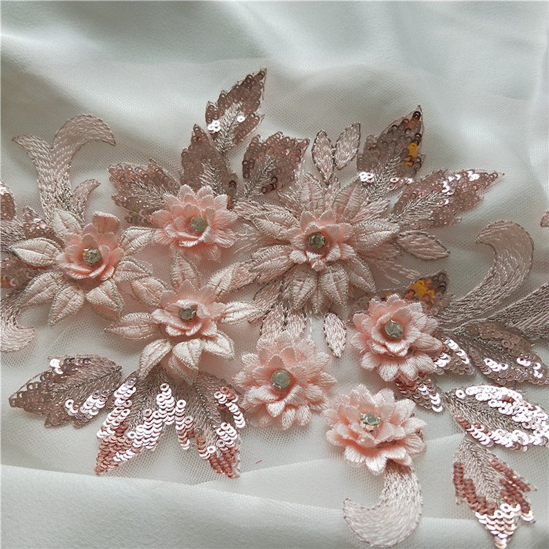 3D Rose Lace Sequins Rhinestone Applique for Lyrical Dance | Etsy