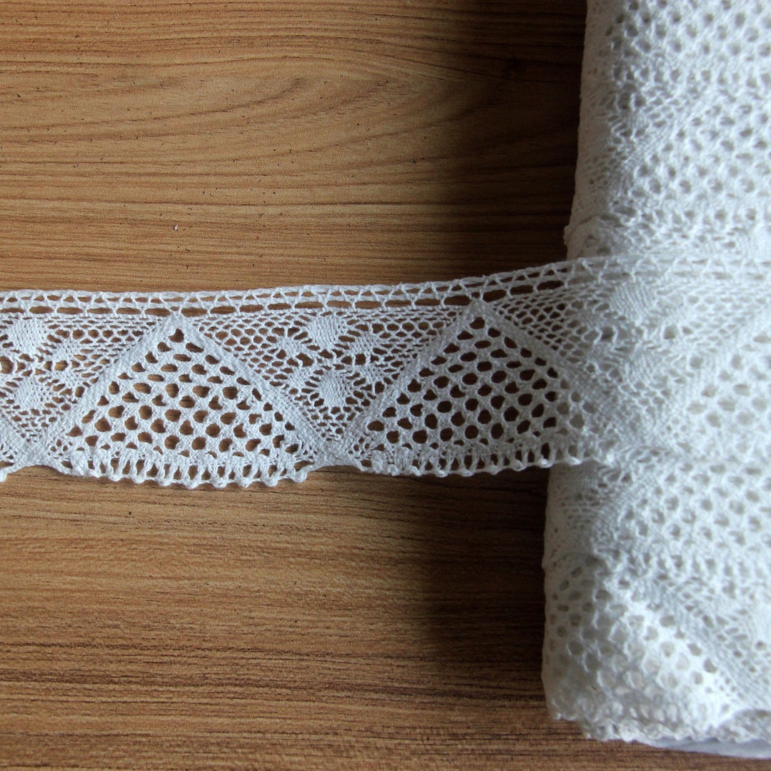 Unique Geometry Cotton Lace Trim, Floral Cotton Trim in off White for ...