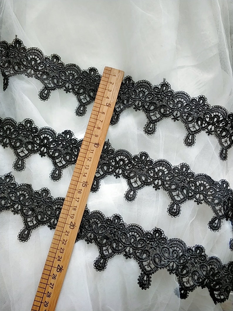 Black Venice Lace Trim Retro Rococo Lace Black Bridal Lace | Etsy