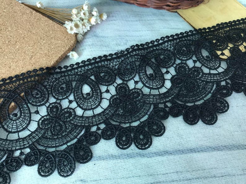 Venice Lace Crochet Scalloped Trim Lace Trim in Black for - Etsy