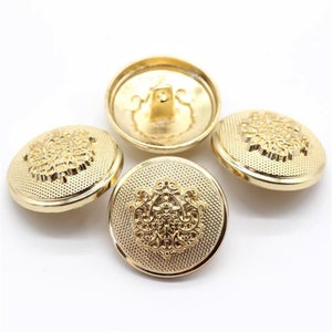 50 Pcs Light Gold Badge Shank Buttons, Retro Round Insignia Style ...