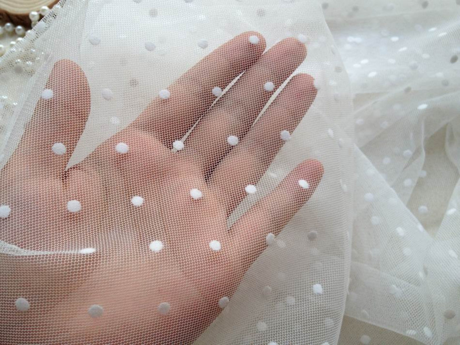 SALE Soft Tulle Dot Lace Fabric in off White, Swiss Net and Flocking ...