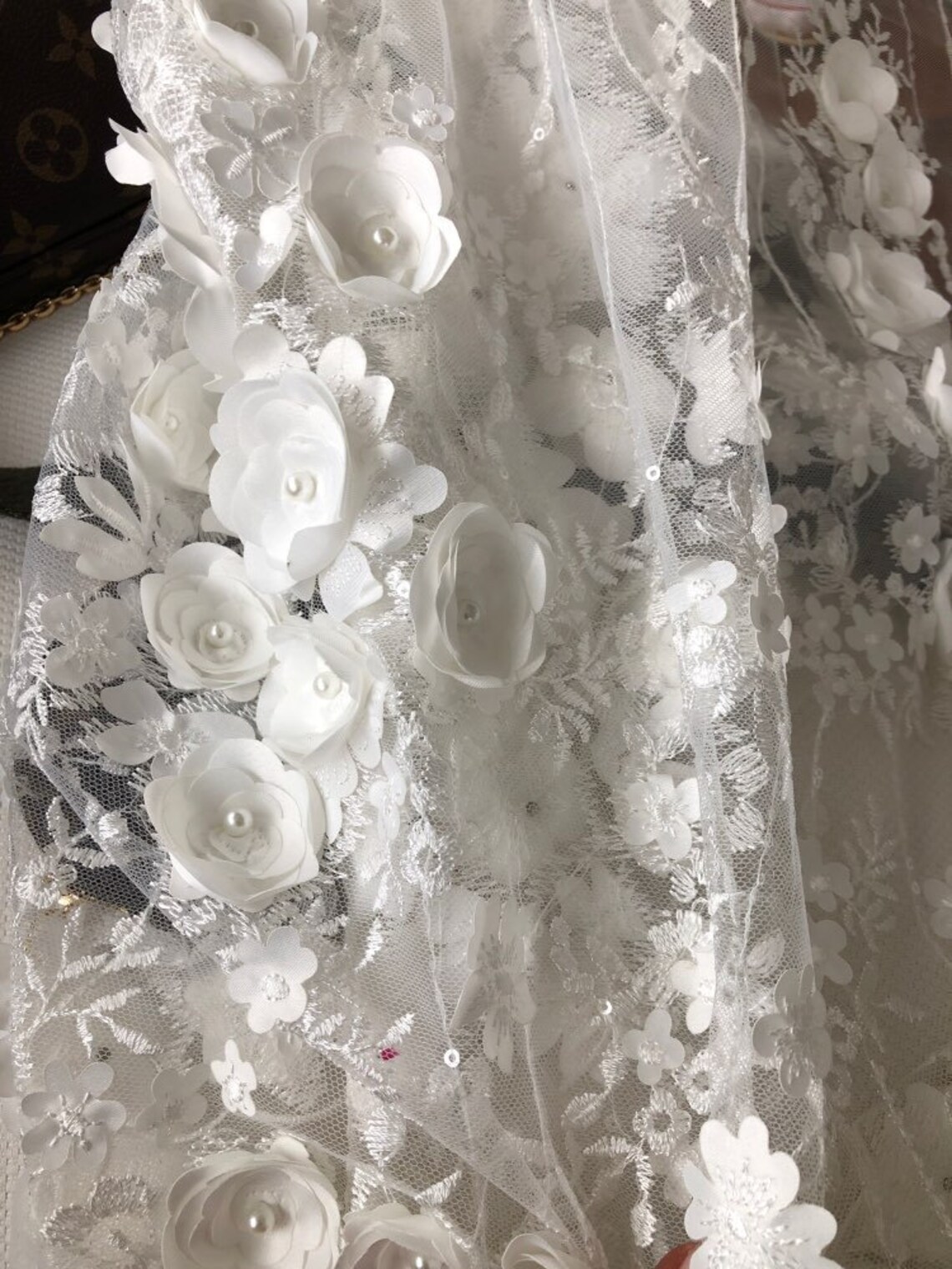 3D Bridal Lace Fabric Beaded Lace Fabric 3D Rose Lace - Etsy