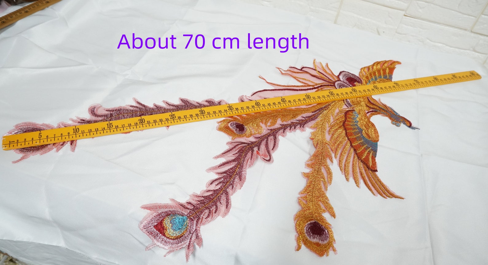 Big Phoenix Tulle Lace Applique, Colorful Sew on Patch, Embroidery ...