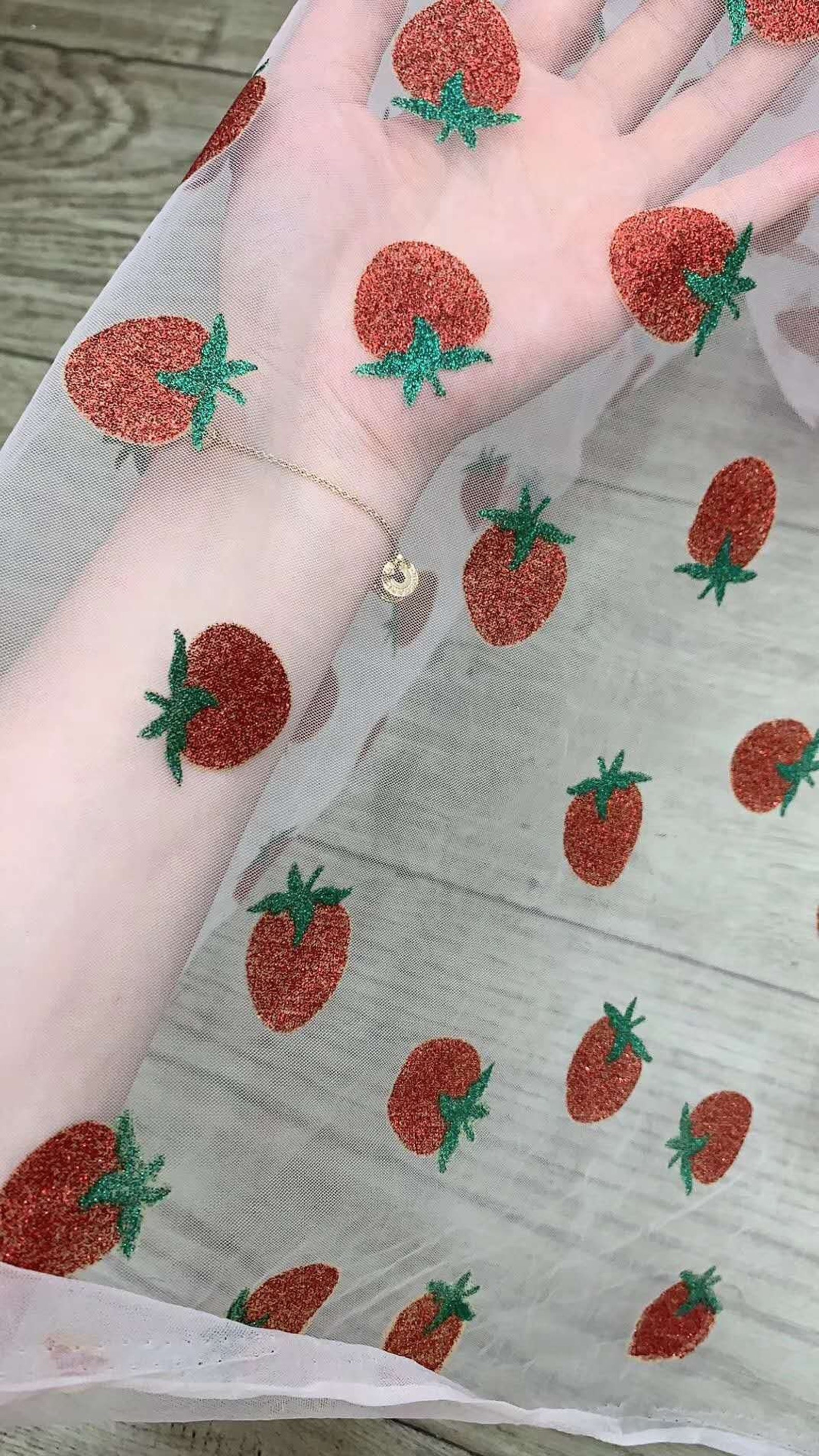 Glitter Strawberry Lace Fabric Sparkle Lace Fabric Chic Lace | Etsy