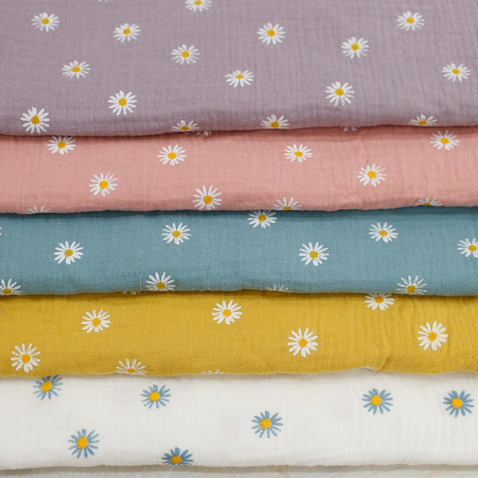 Muslin Calico Daisy Flowers Cotton Fabric Breathable fabric | Etsy
