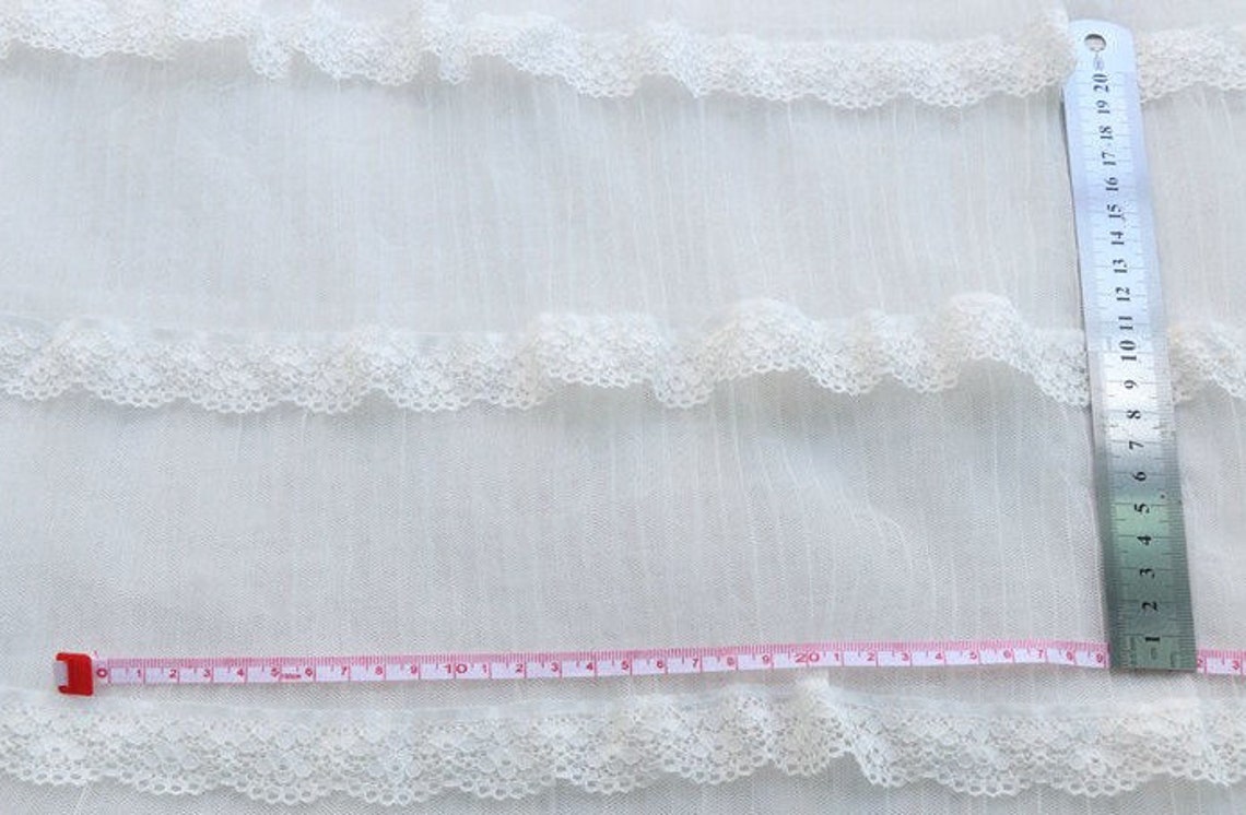 Beige Soft Ruffled lace fabric Pleated layers Bridal gown | Etsy