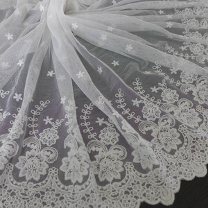 WIDE off White Lace Trim, Bridal Embroidered Floral Lace, off White ...