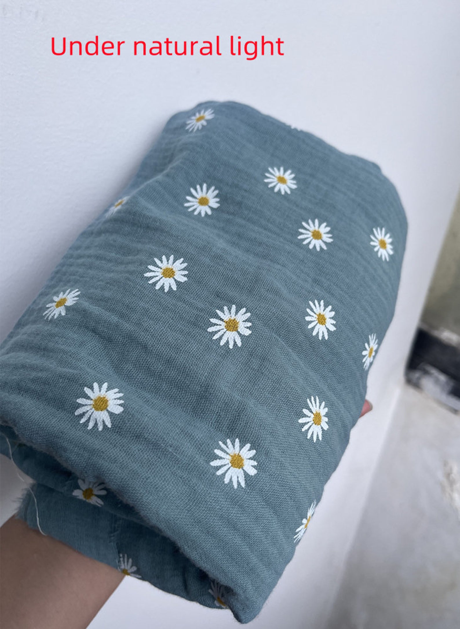 Muslin Calico Daisy Flowers Cotton Fabric Breathable Fabric - Etsy