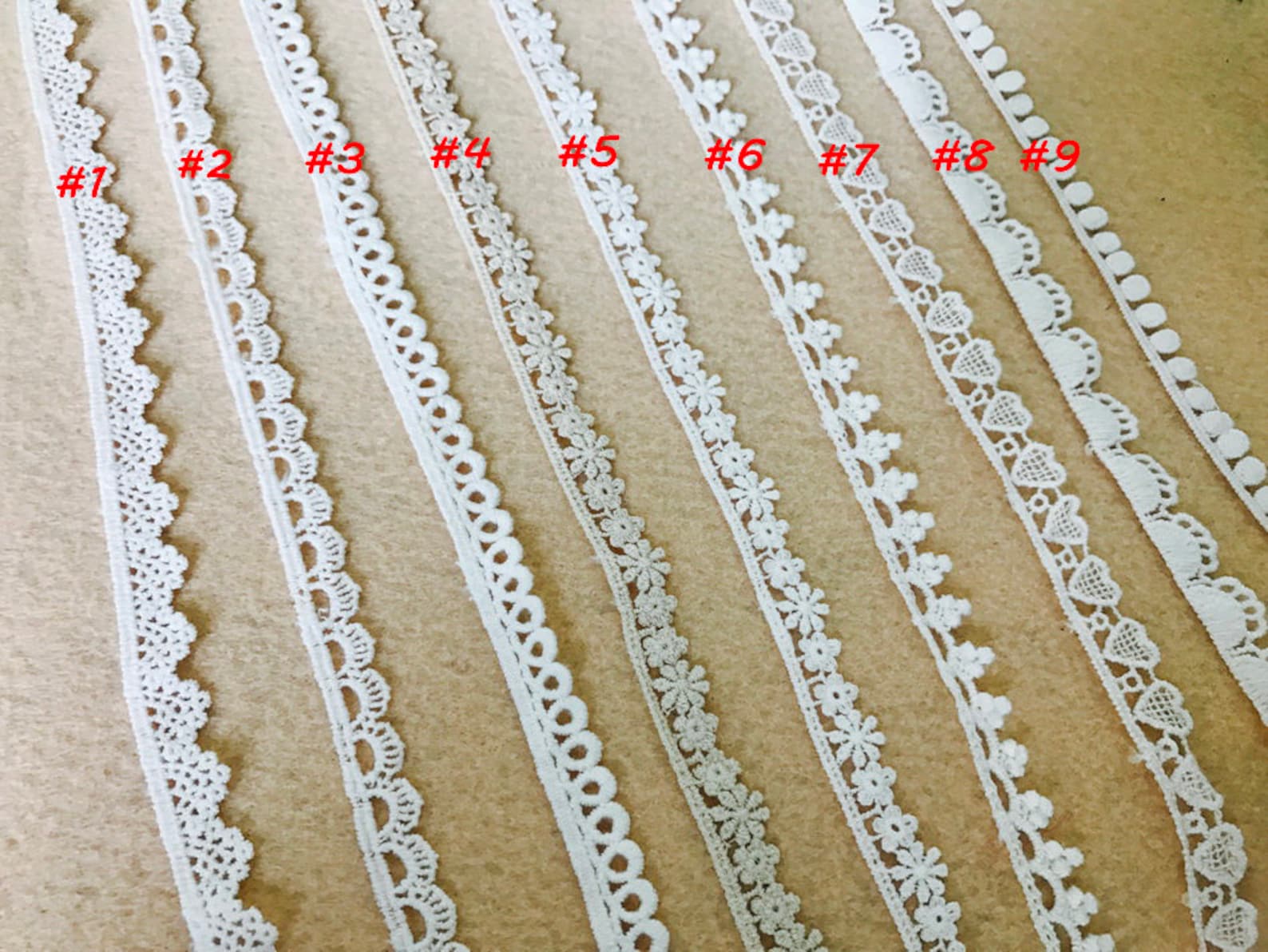 Select 1 Pack (14 Yards) Lace Trim, Narrow Lace, Crochet Lace Trim ...