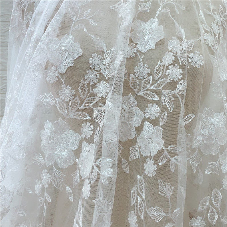 Lux Embroidery Floral Overlay Lace Fabric Stunning Clear | Etsy