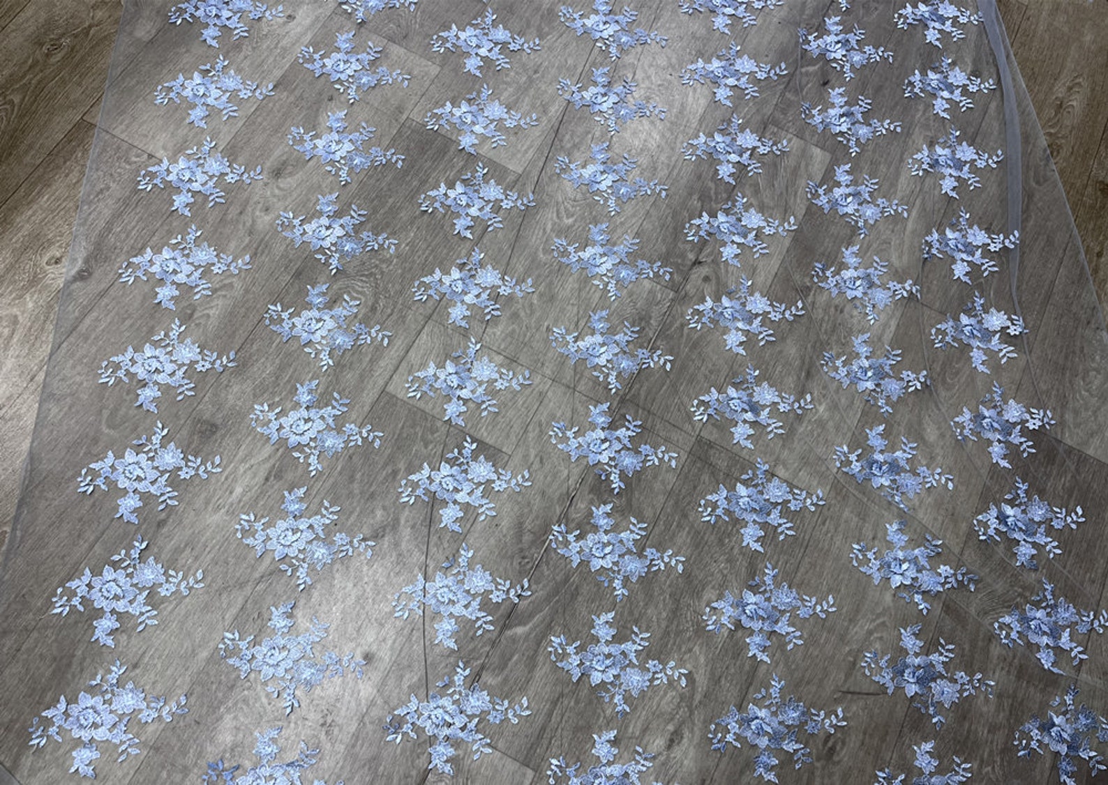 Light Blue Wedding Lace Fabric, Sky Blue Flroal Embroidery Lace Fabric ...