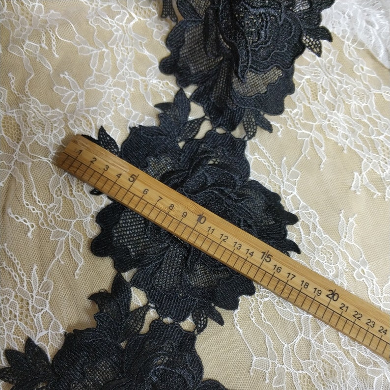 Black Lace 3D Rose Lace Vintage Roses Lace Trim for Bridal | Etsy