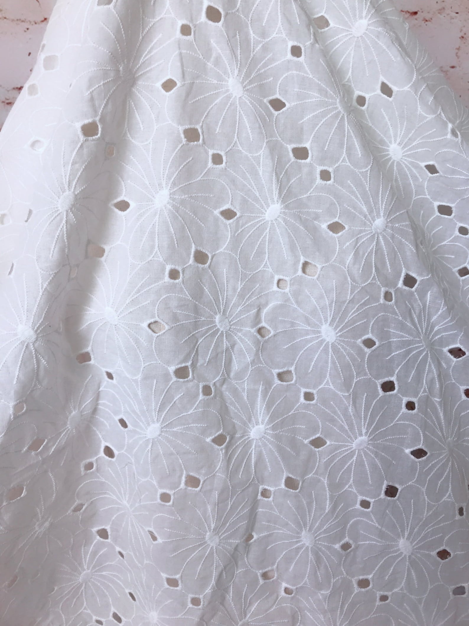 Cotton Fabric, off White Flower Lace Fabric, Cotton Eyelet Lace Fabric ...
