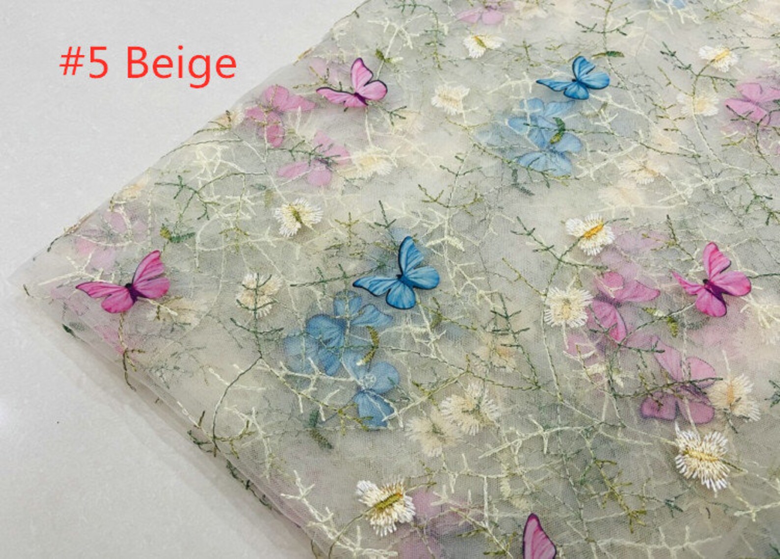 Colorful 3D Butterflies Overlay tulle lace fabric Soft | Etsy