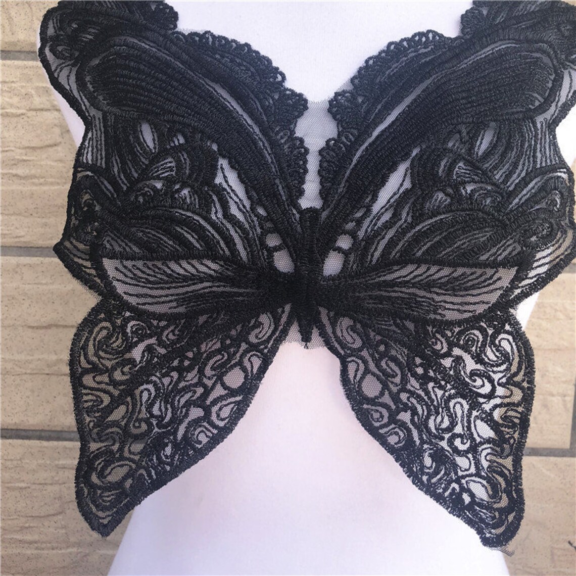 Venice Lace Collar Black Butterfly Collar Neckline Collar | Etsy
