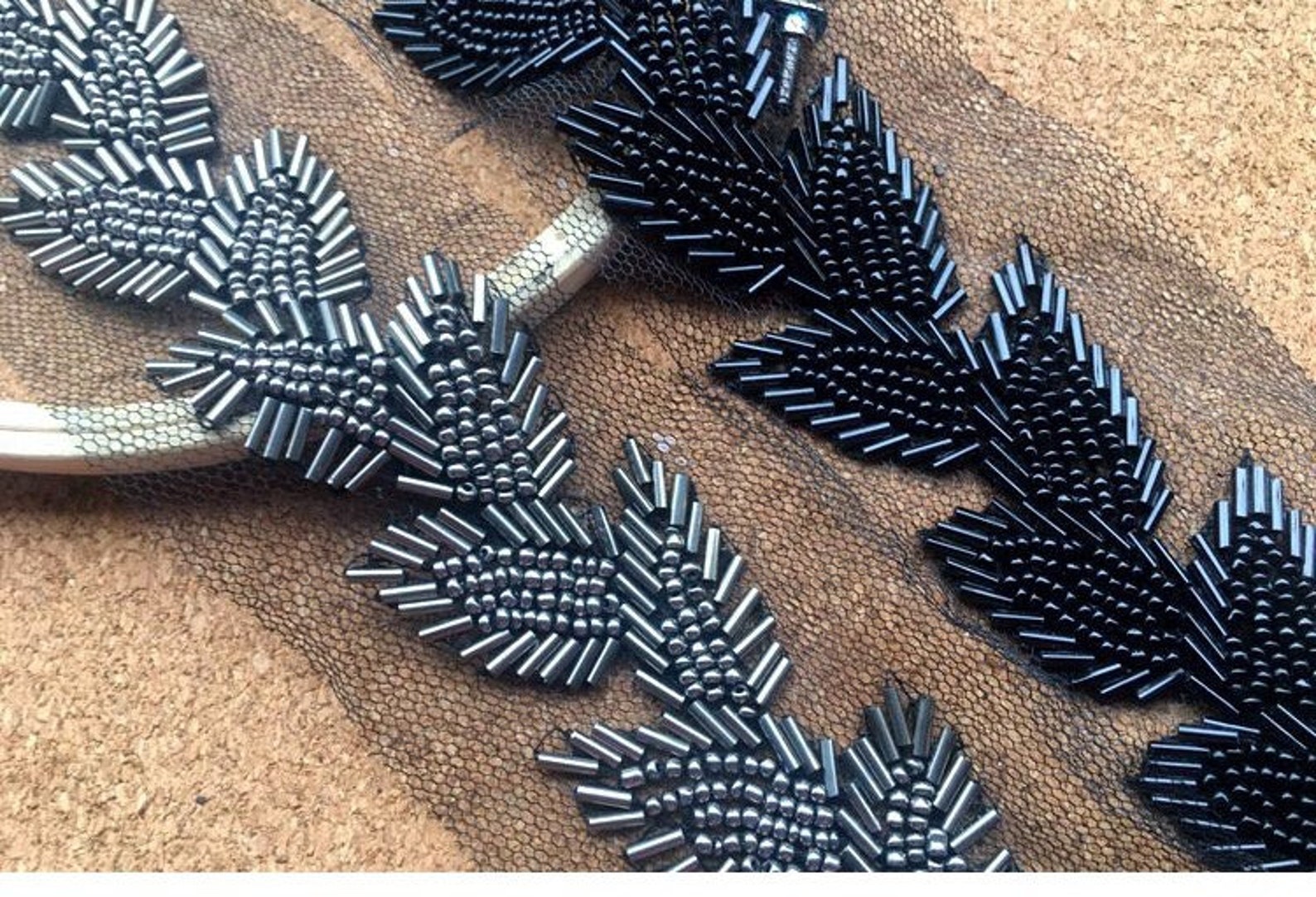 Beaded Trim / Beading Leaf Trail Trim / Bridal Sash Trim / | Etsy