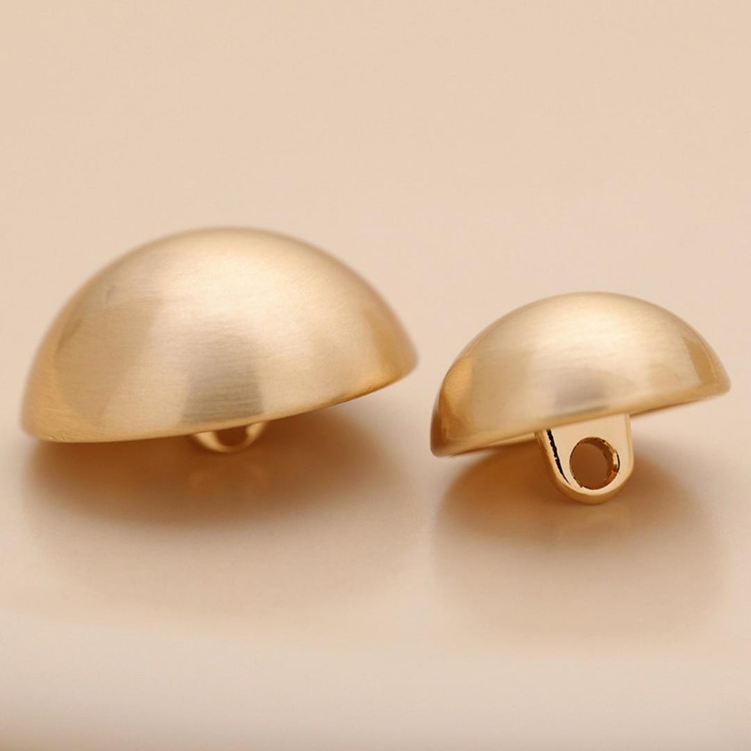 10 Pcs Plain Mushroom Metal Shank Buttons, Simple Hemisphere Round ...
