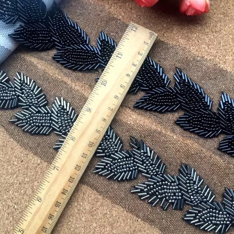 Beaded Trim / Beading Leaf Trail Trim / Bridal Sash Trim / | Etsy