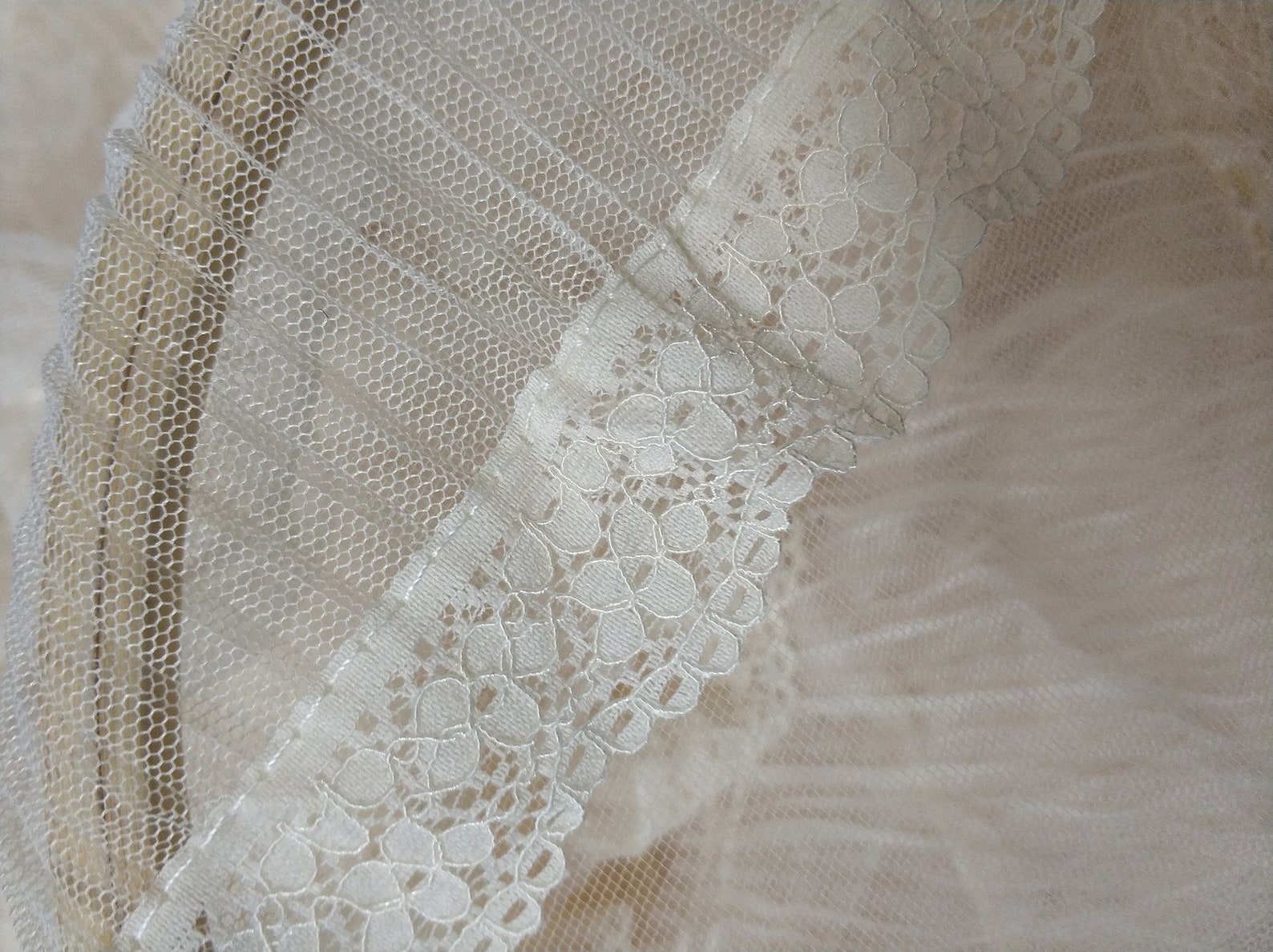 Beige Soft Ruffled Lace Fabric Pleated Layers Bridal Gown - Etsy