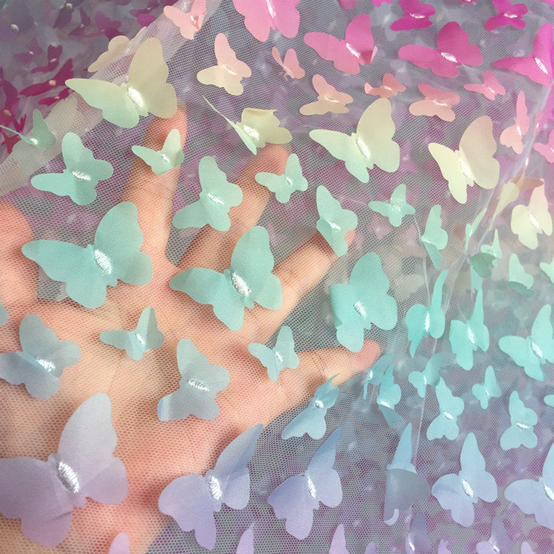 3D Ombre Butterflies Overlay Tulle Lace Fabric, Fairy Tulle Lace for ...