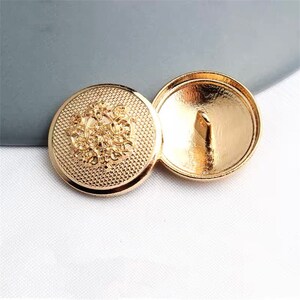 50 Pcs Light Gold Badge Shank Buttons, Retro Round Insignia Style ...