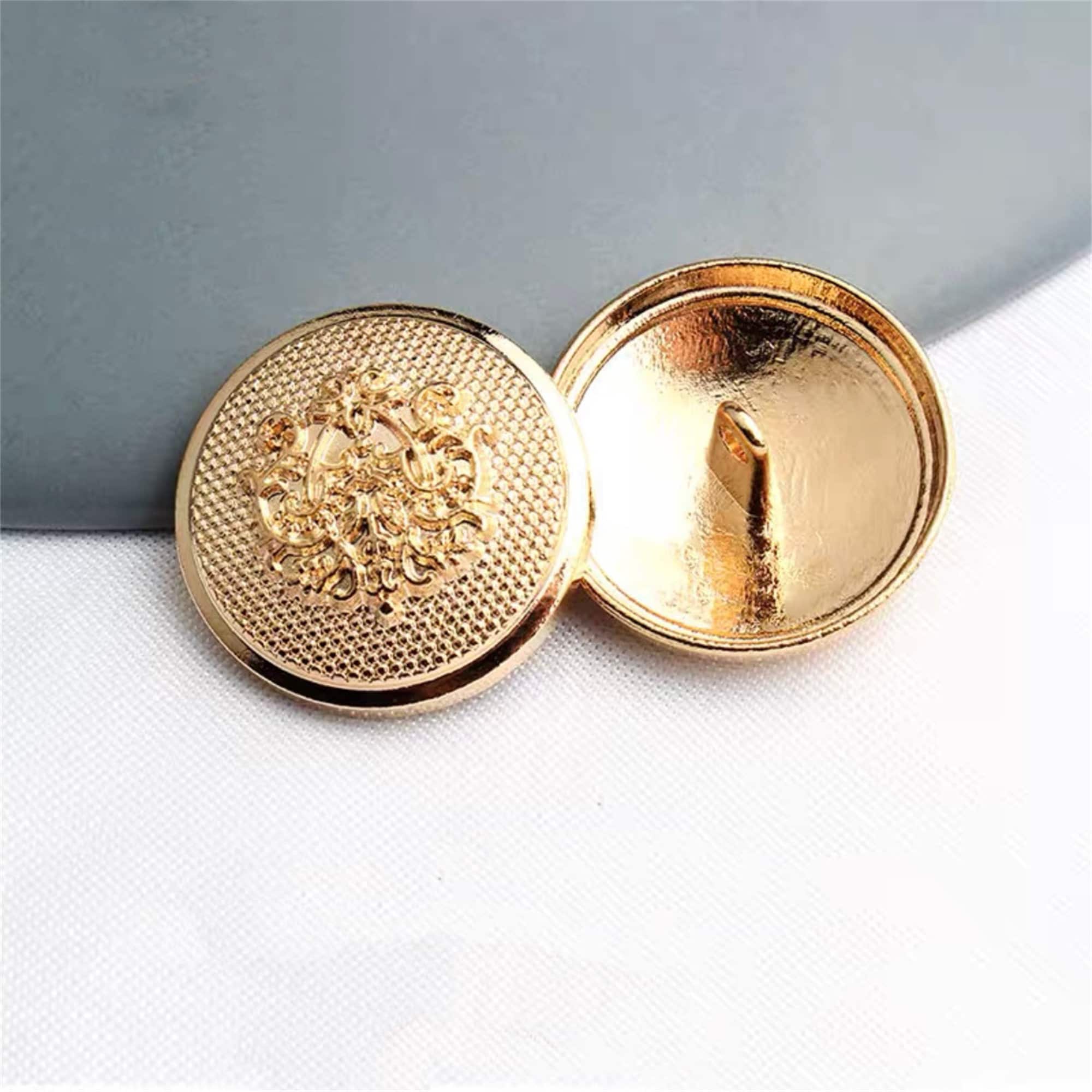 50 Pcs Light Gold Badge Shank Buttons, Retro Round Insignia Style ...