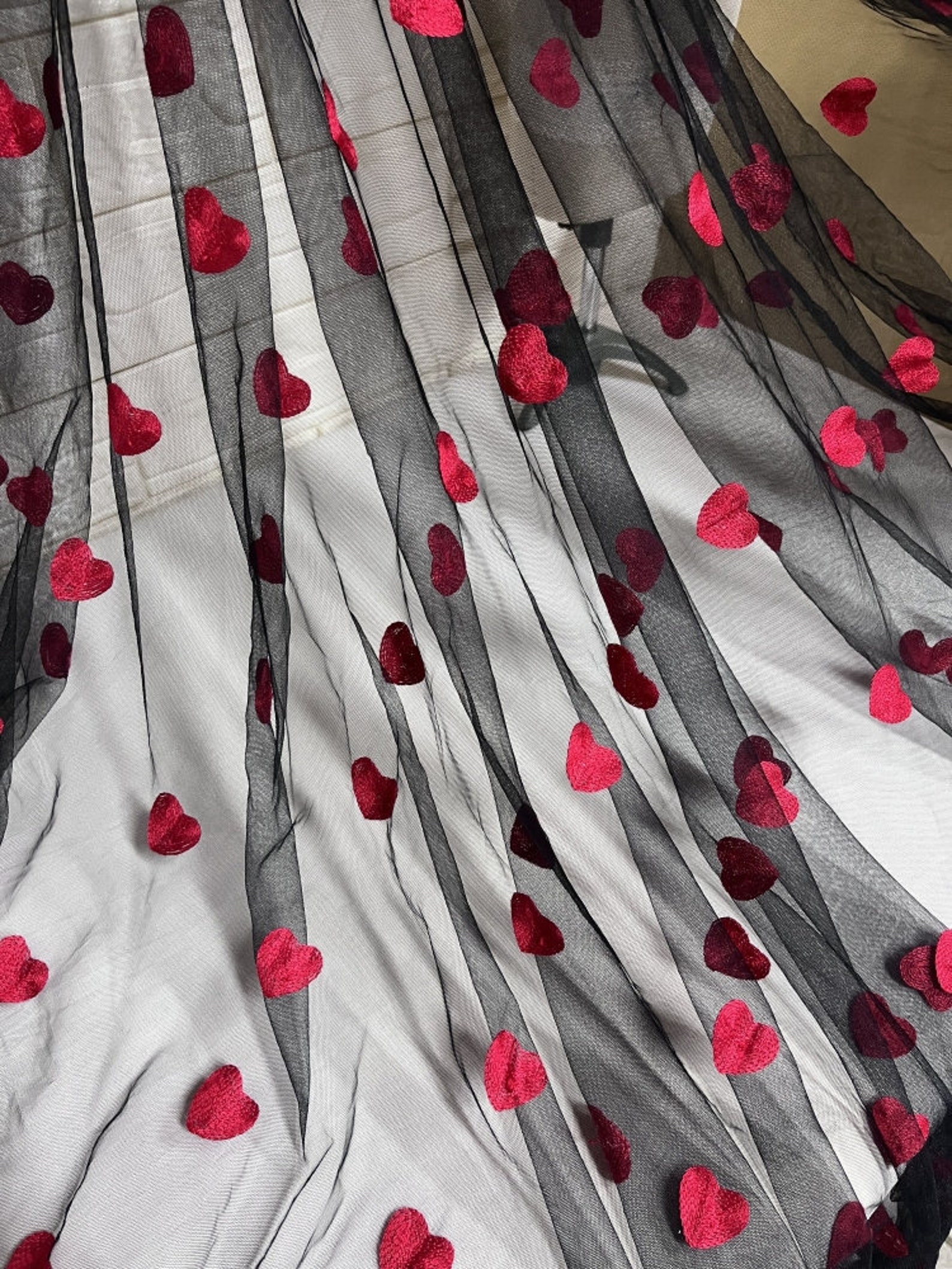 Fairy Heart Mesh Tulle Fabric Embroidery Mesh Fabric in off - Etsy