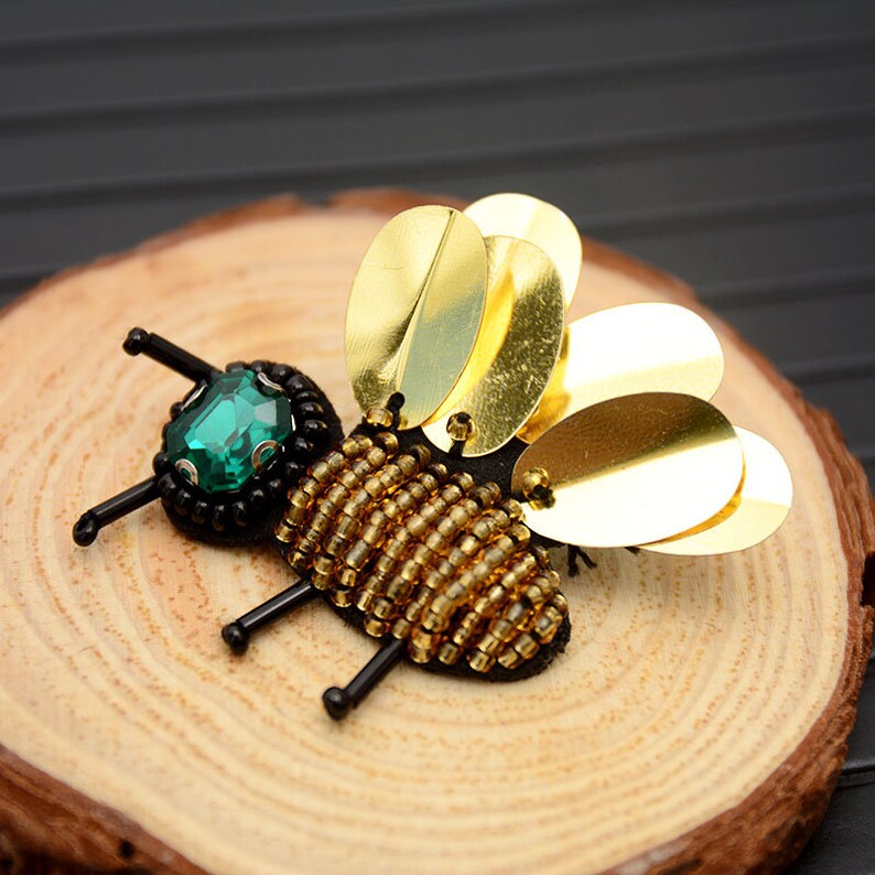 Lovely Bees Beaded Bee Patches Gold Sequined Embroidered - Etsy