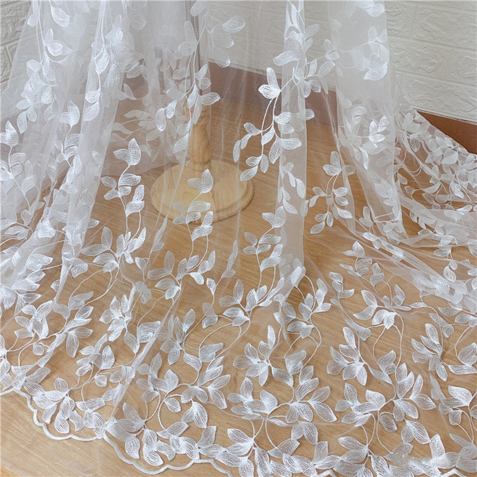 Stunning Leaf Overlay Tulle Fabric Embroidery Lace Fabric for - Etsy
