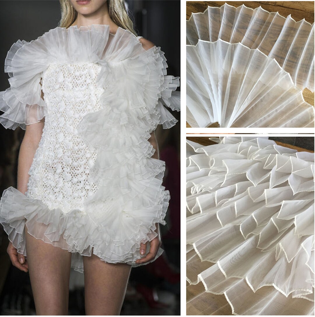 Pleated Organza Lace Trim in off White, Sheer Ruffled Lace Trim for ...
