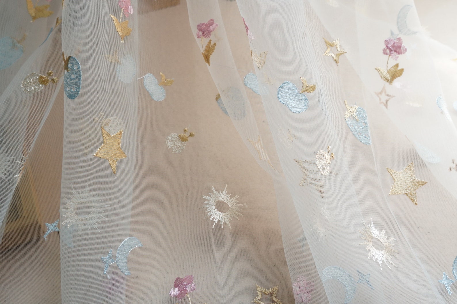 Colorful Embroidered Mesh Fabric Fantasy Galaxy Mesh Lace - Etsy