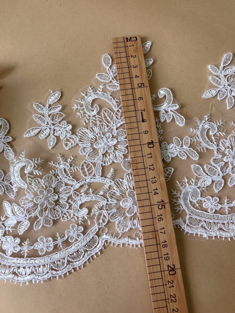 Off White Alencon Lace Trim Scalloped Lace Fabric Trim for - Etsy