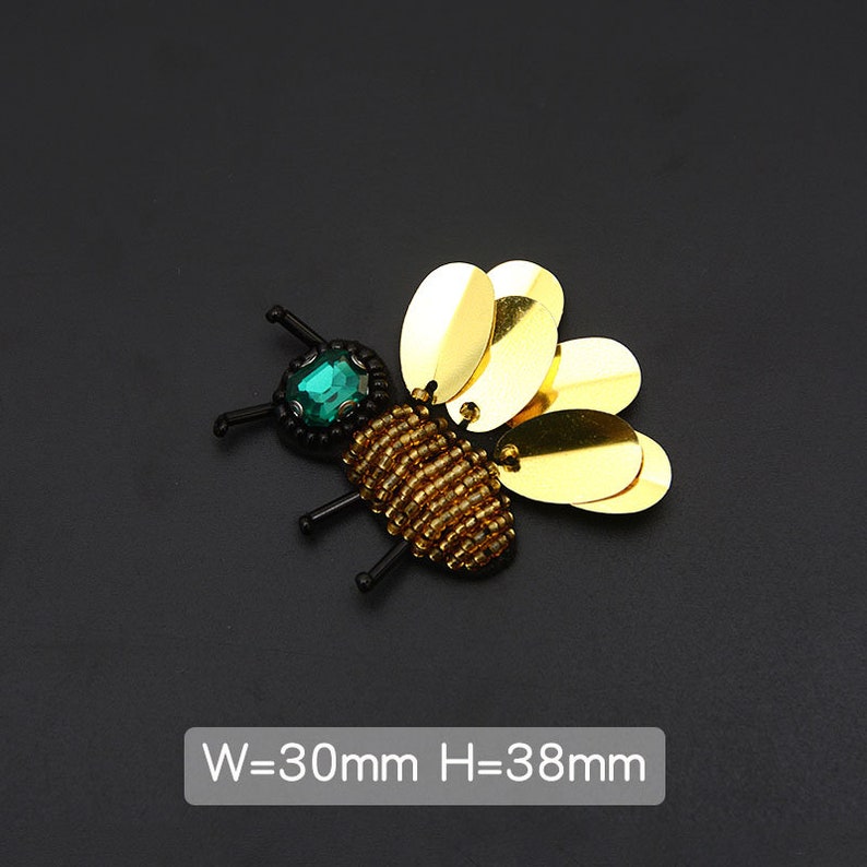 Lovely Bees Beaded Bee Patches Gold Sequined Embroidered - Etsy