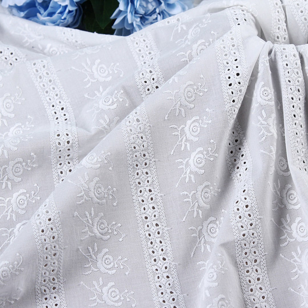 Rose Embroidery Trim Eyelet Cotton Lace Fabric, Geometry Lace Fabric ...