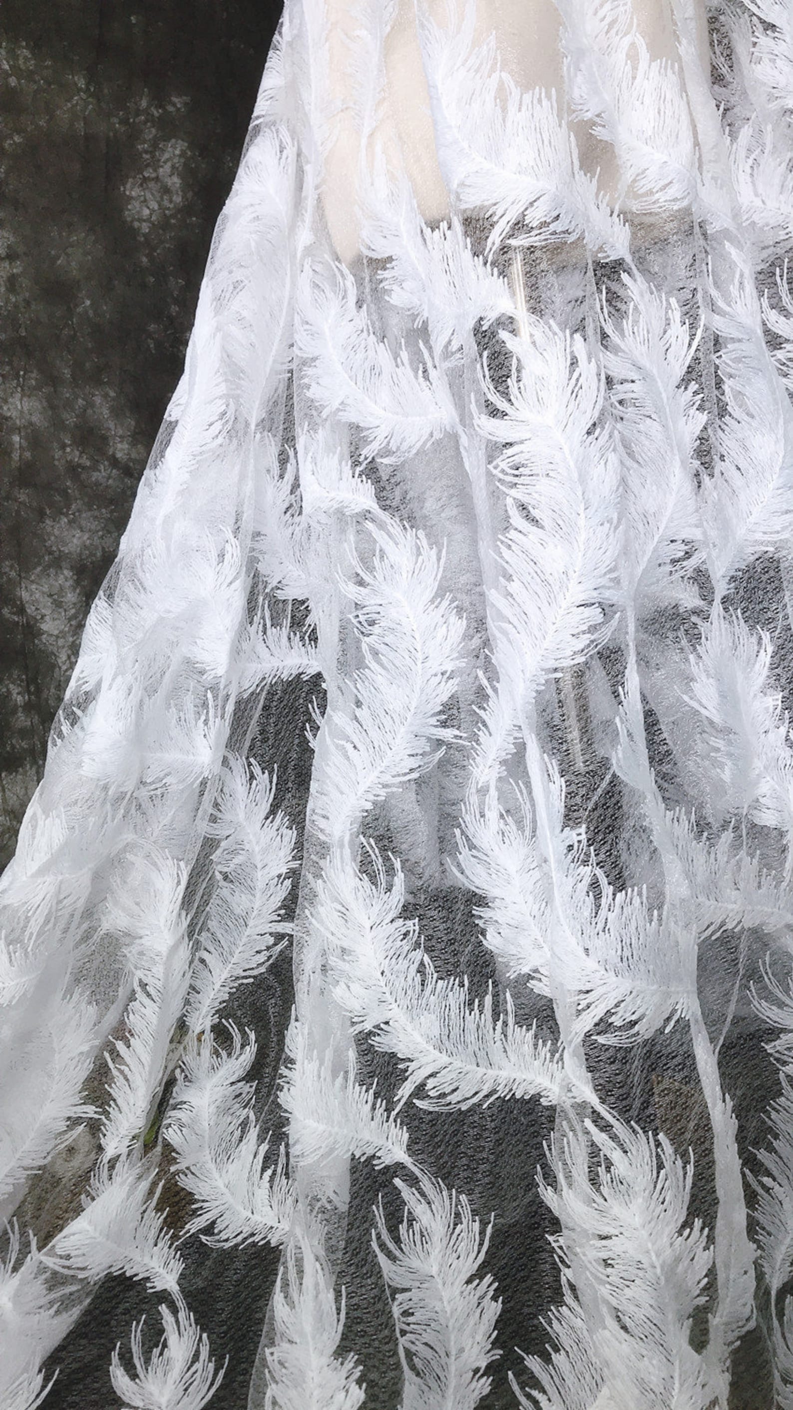 Fairy Embroidery Feather Lace Fabric in off White for Prom Dress, Girl ...