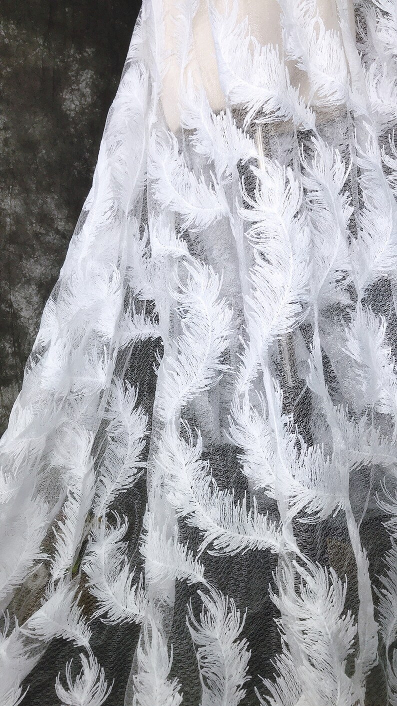 Fairy Embroidery Feather Lace Fabric in off White for Prom | Etsy