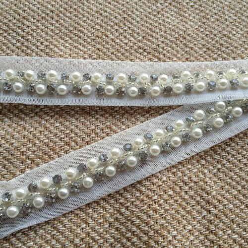 Beaded Trim Bridal Sash Beaded Fringe Trim Pearl Trim for | Etsy