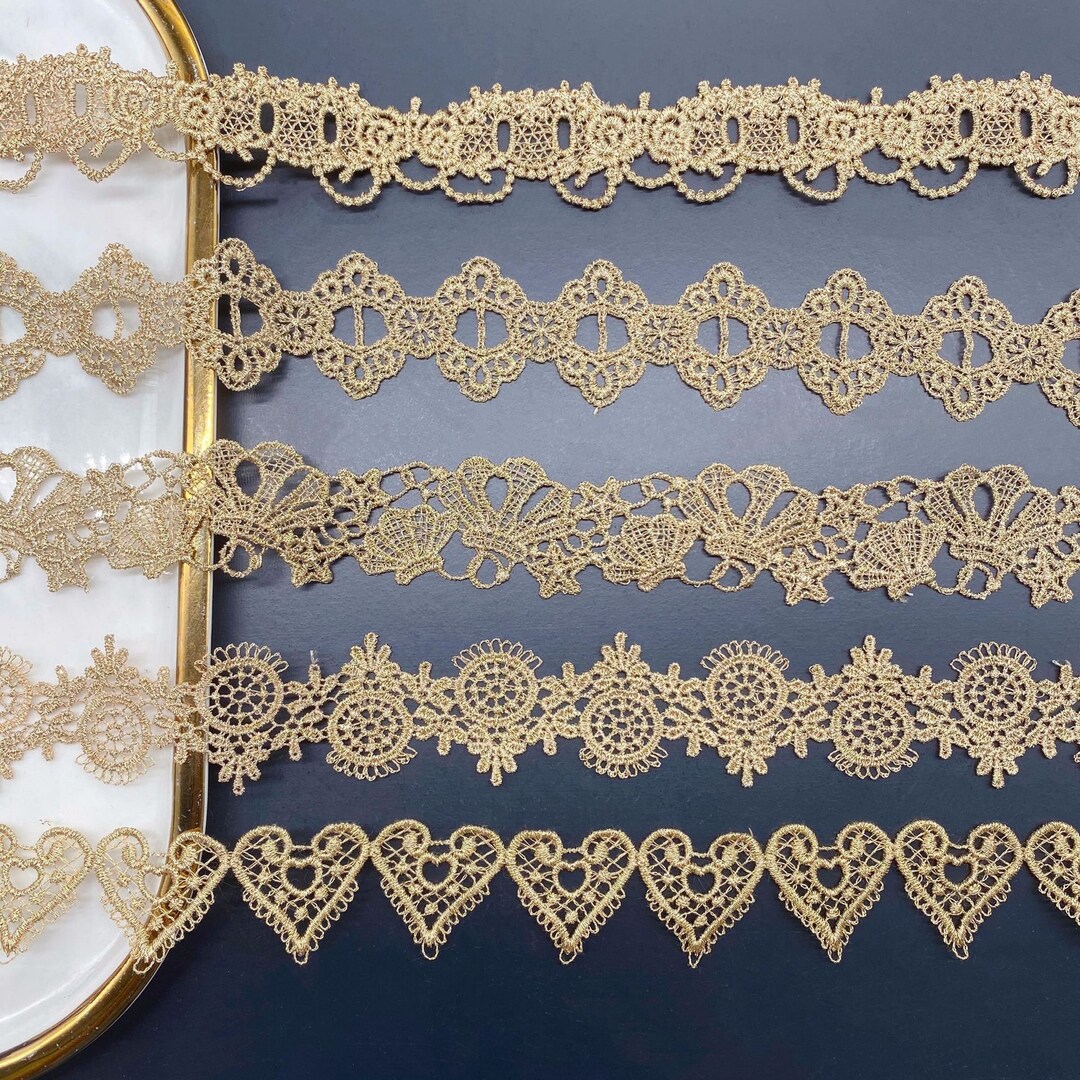 Vintage Style Rose Gold Lace Trim, Lover Hearts Trim, Shell Lace Trim ...