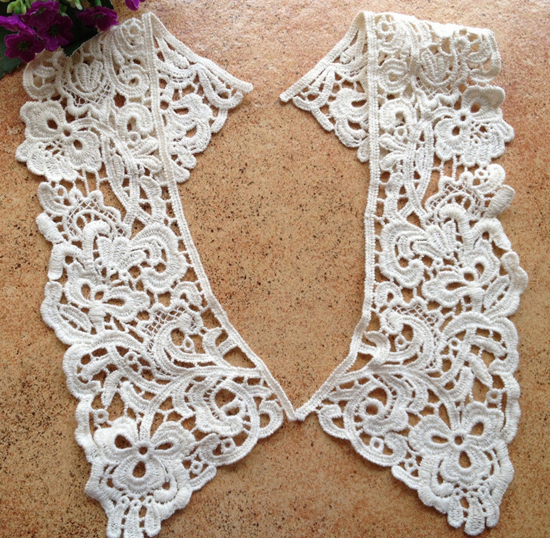 Collar Lace Applique - Vintage Style Collar Lace Applique in Beige ...
