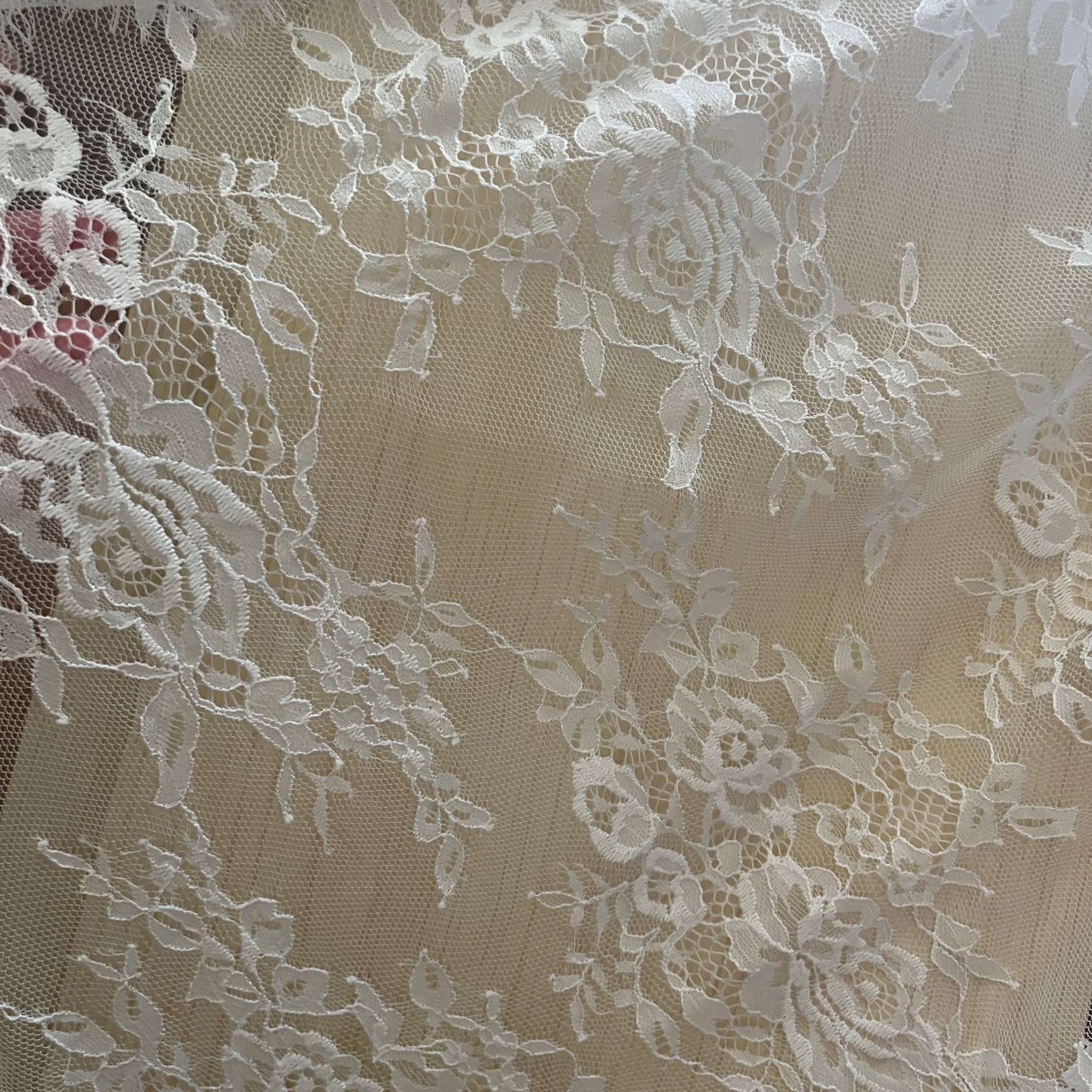 Soft Chantilly Eyelash Rose Floral Lace Fabric in off White / Black ...