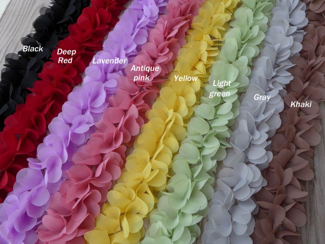 9 Colors - Soft Chiffon Lace, 3D Chiffon Petal Flower Trim, Bridal ...