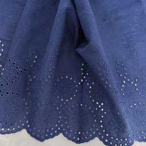 Wide Navy Embroidery Floral Cotton Lace Trim, Eyelets Circle Flower ...