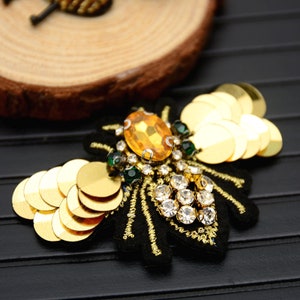 Lovely Bees Beaded Bee Patches, Gold Sequined Embroidered Patches ...