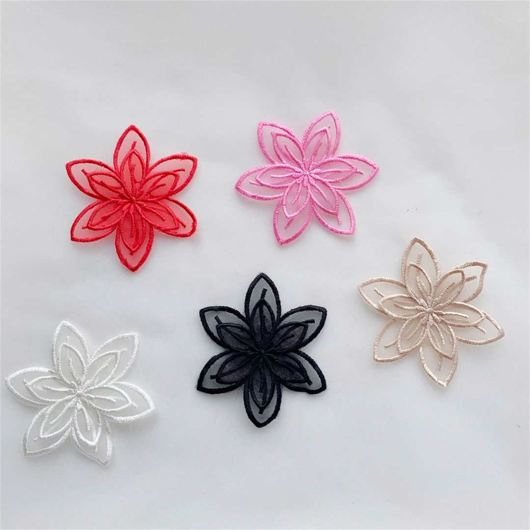 2 Layers Organza Embroidery Flowers Applique, Fairy Sheer Flower Patch ...