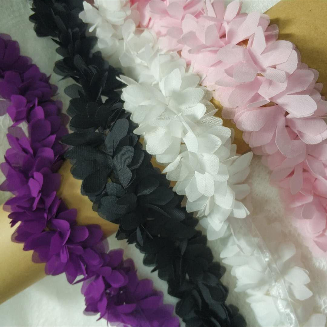 4 Colors Soft 3D Flower Chiffon Lace Trim Fluffy Chiffon Lace | Etsy