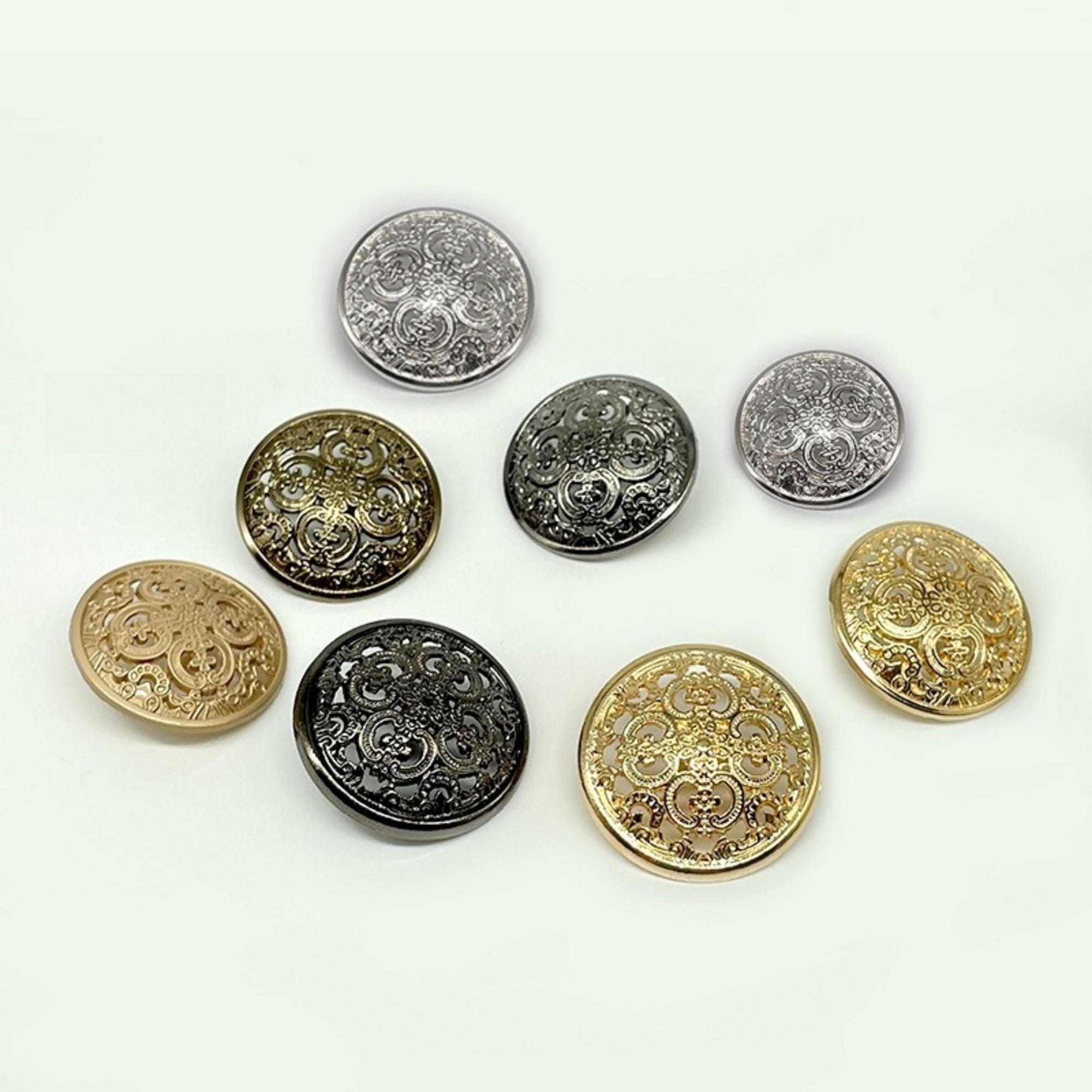 20 Pcs Vintage Geometry Gold Carved Shank Buttons, Metal Round Hollow ...